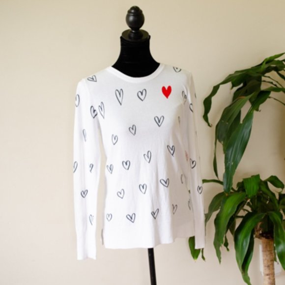 Marled | Sweaters | Marled White Hearts Print Sweater Size S Nwt | Poshmark